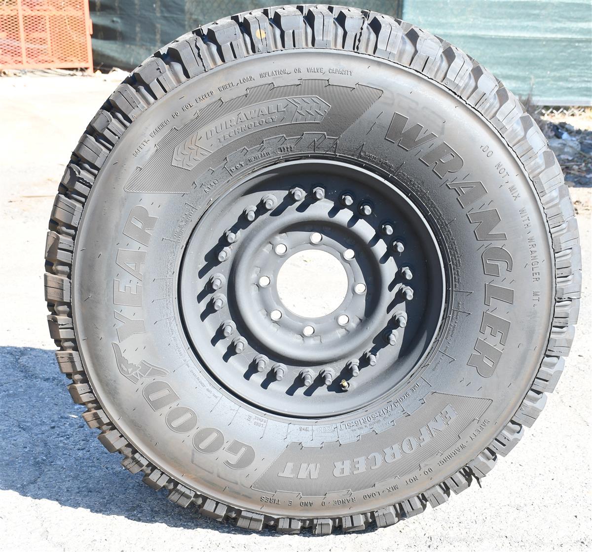 Goodyear Wrangler Enforcer MT 37x12.50R16.5LT Mounted on 24 Bolt Rim 100% Tread HMMWV